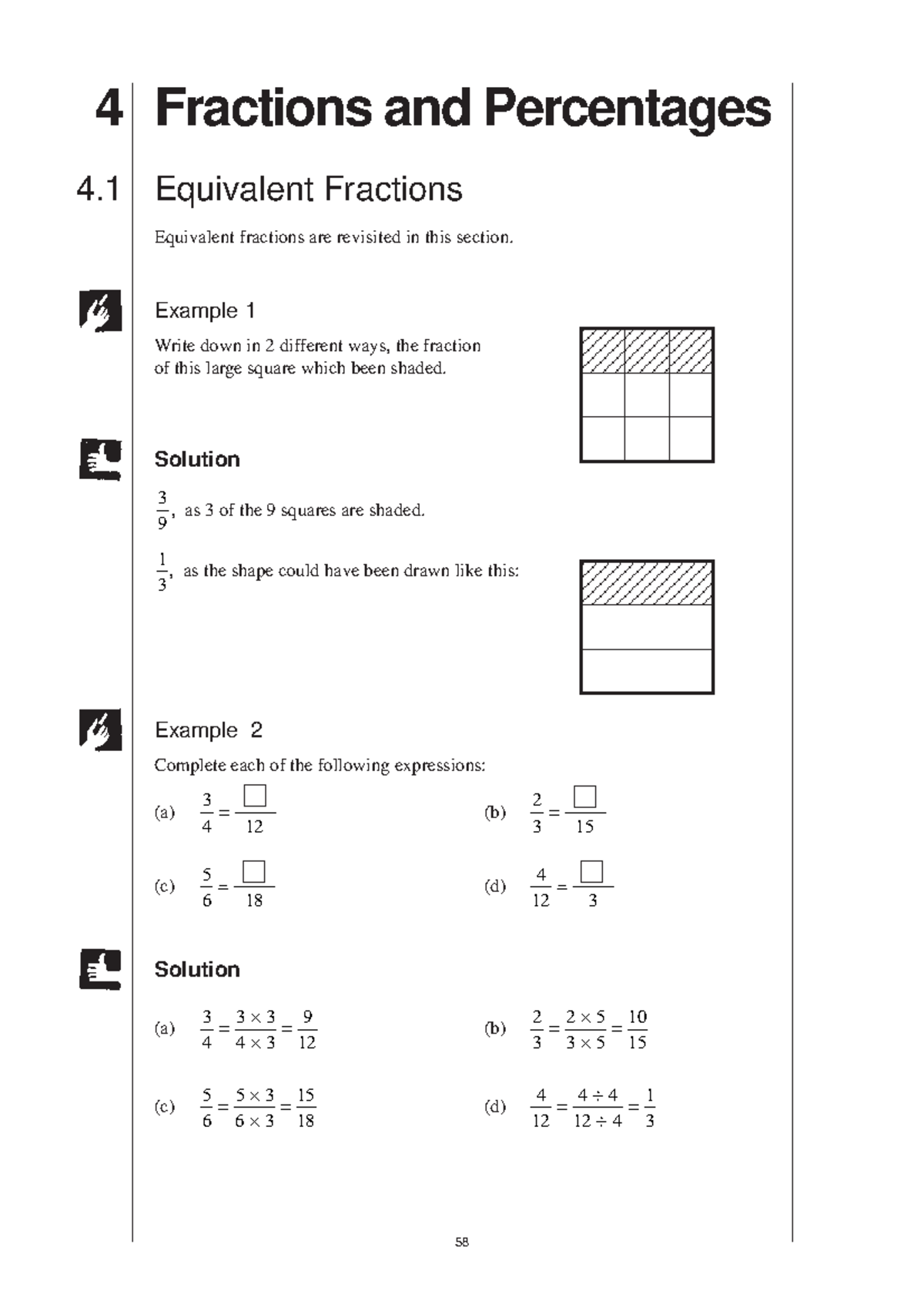 Fractions and percentages workbook - 4 Equivalent Fractions Equivalent ...