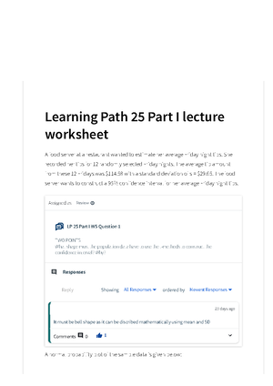 Lp 4 worksheet - Learning Path 5 Worksheet: Experiments Motivation The ...
