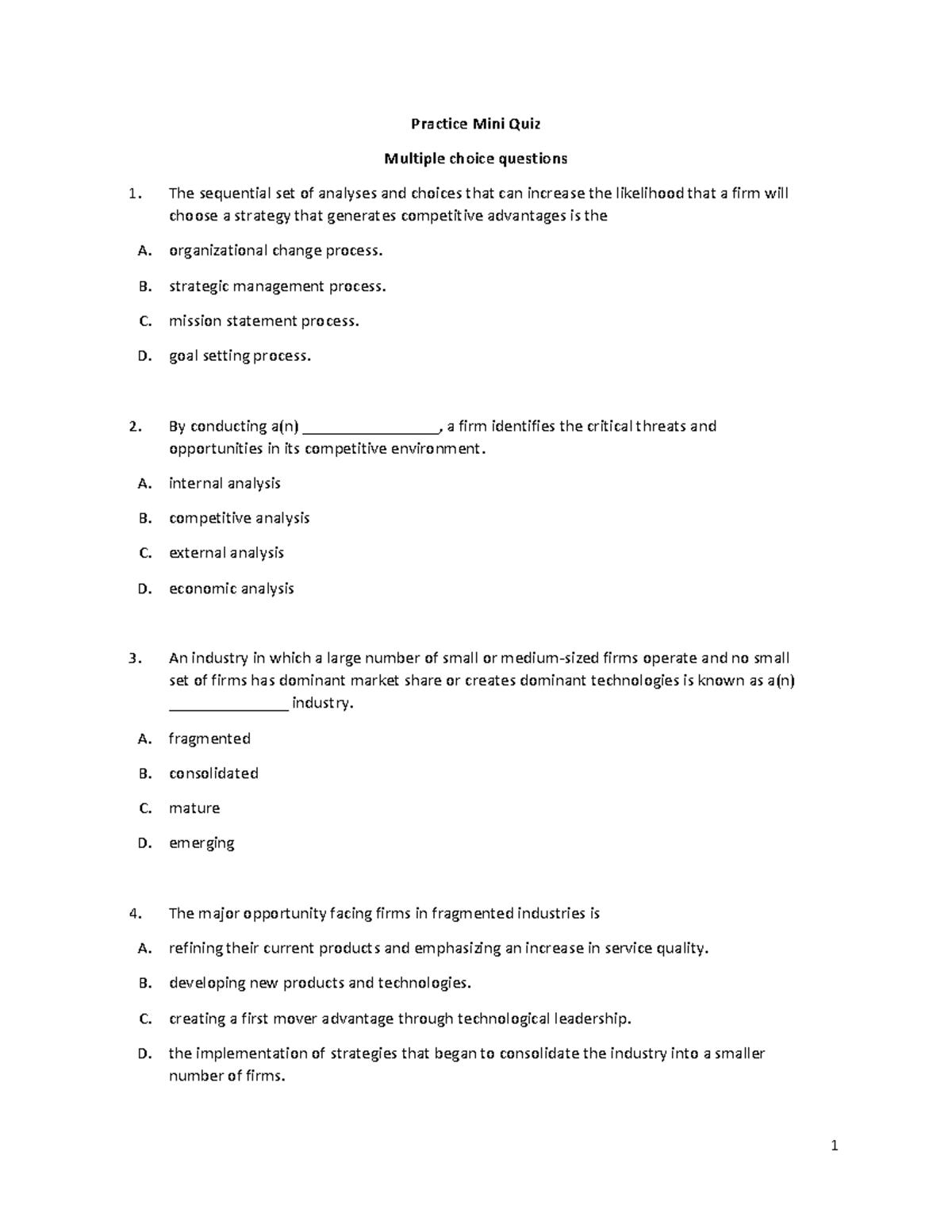 Practice Mini Quiz - SMT - Practice Mini Quiz Multiple choice questions ...