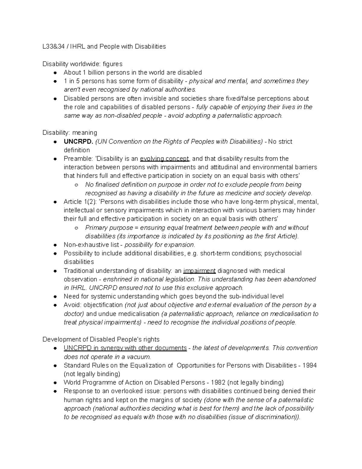 L33&34 IHRL and People with Disabilities - L33&34 / IHRL and People ...