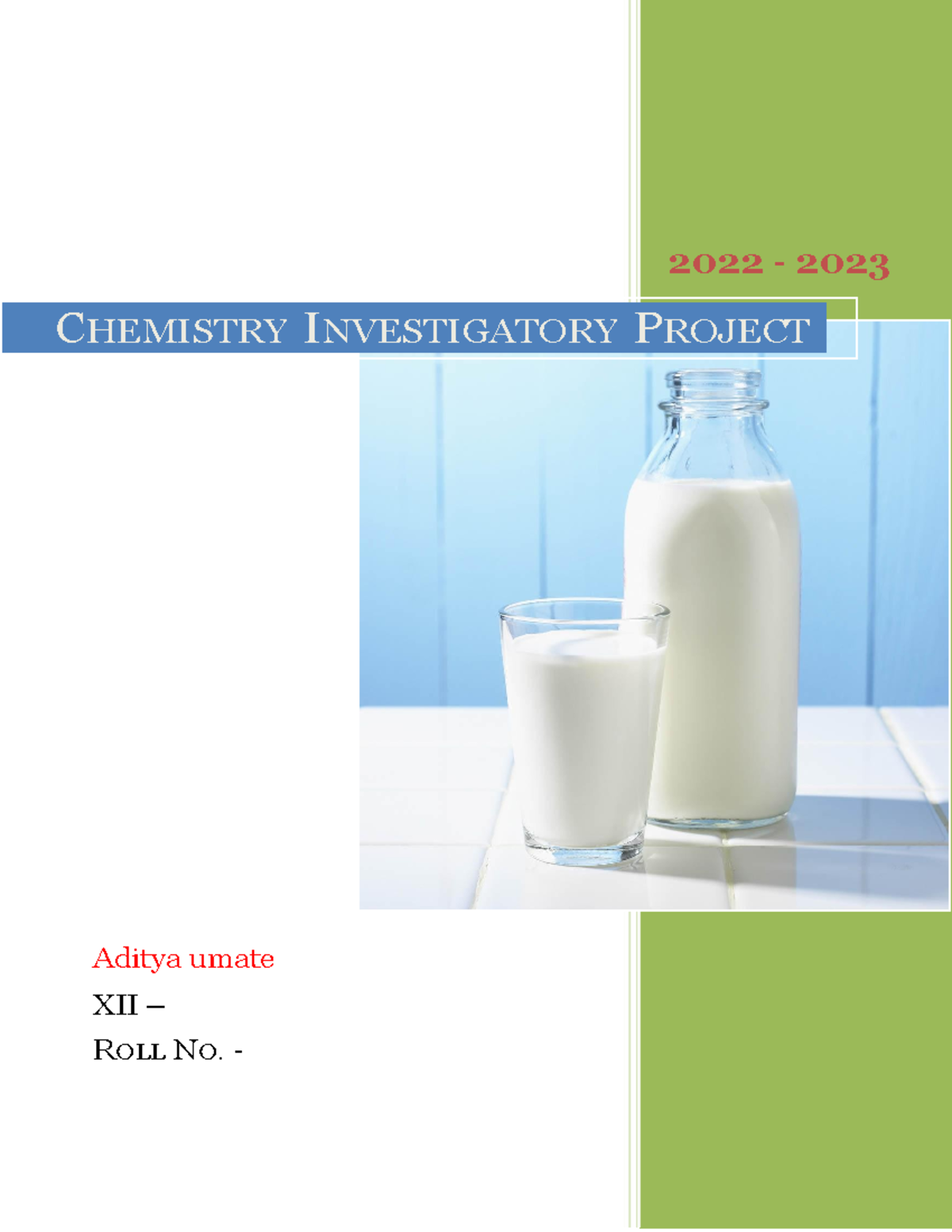 Amount of casein in milk chemistry project cbse class 12 - 2022 - 2023 ...