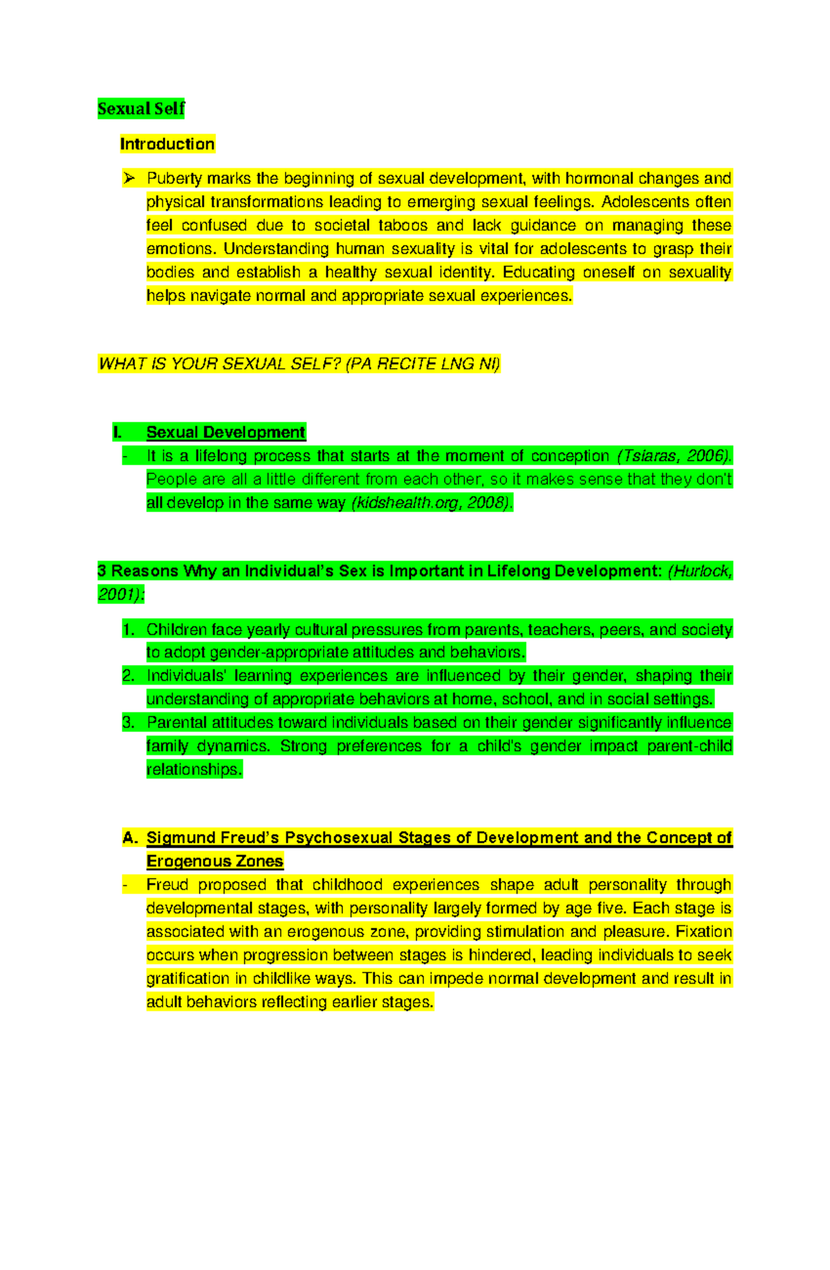 SSP-Reporting - Reporting - Sexual Self Introduction Puberty marks the beginning of sexual - Studocu