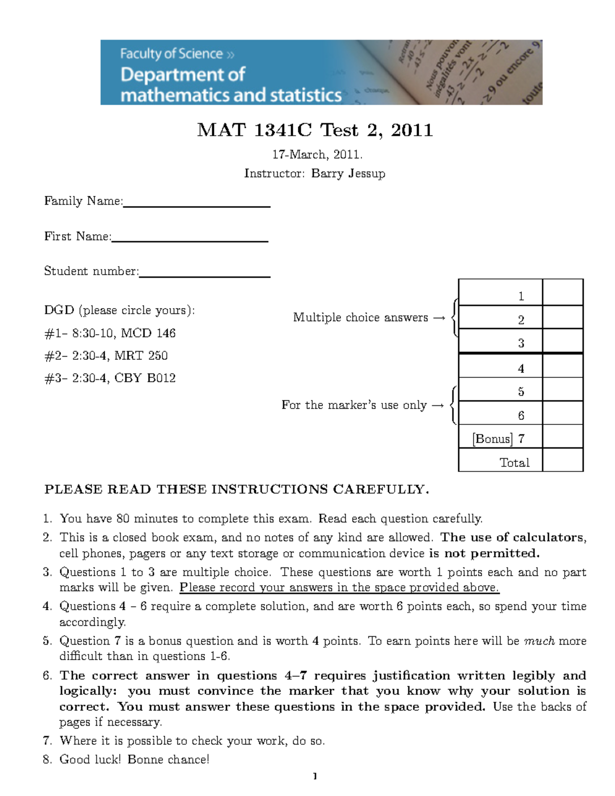 W11t2b -0hip - MAT 1341C Test 2, 2011 17-March, 2011. Instructor: Barry ...