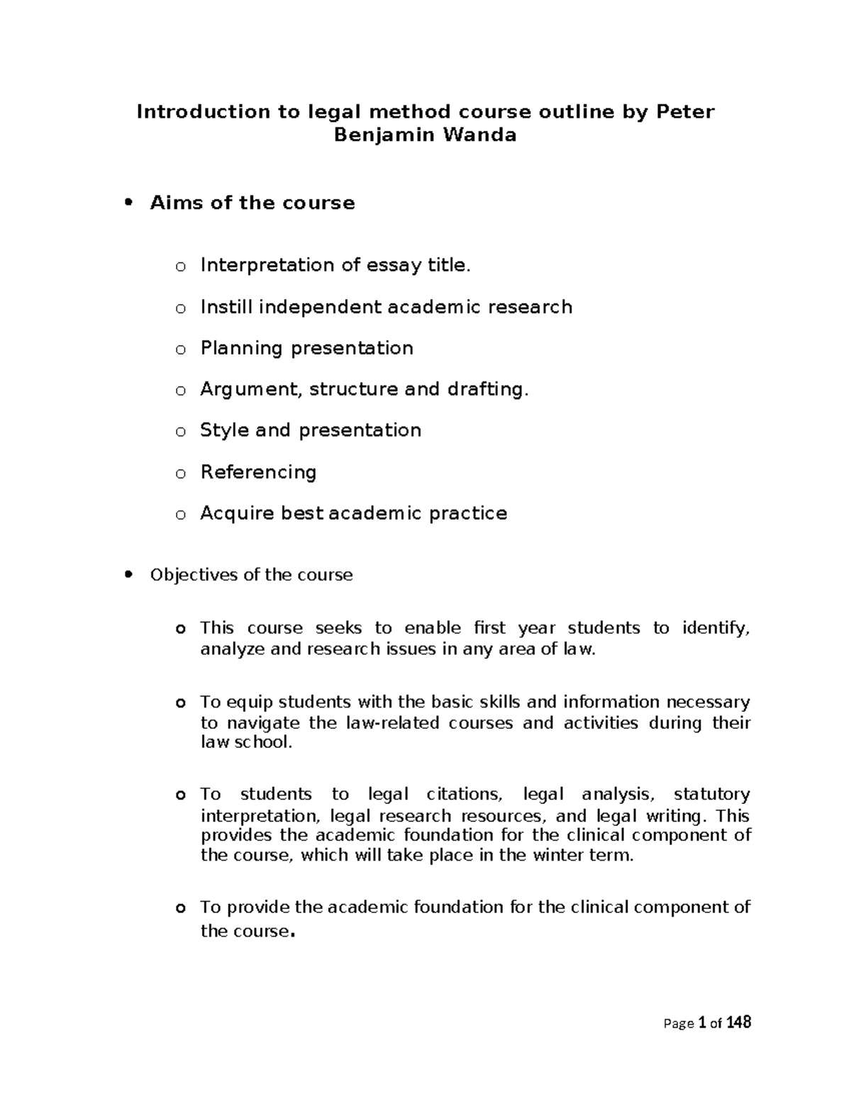 Legal Method Notes 1(1) edited - Introduction to legal method course ...