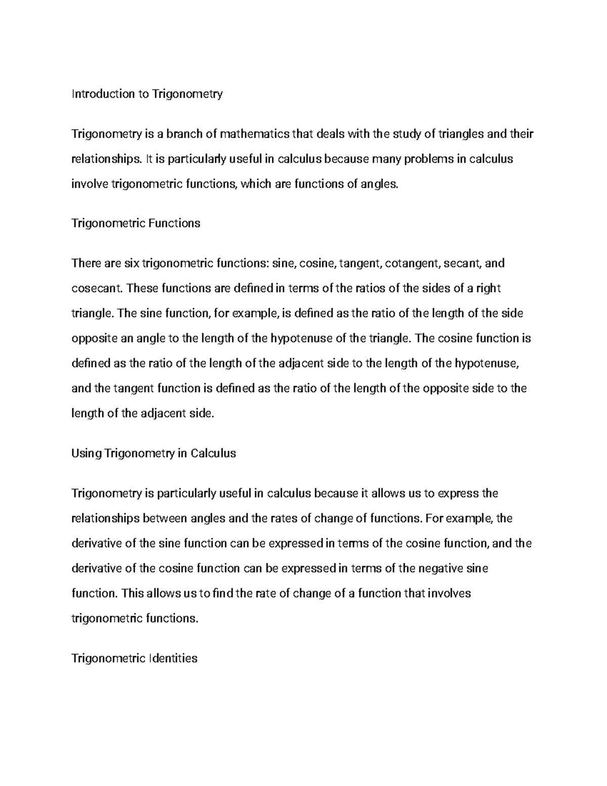 Introduction to Trigonometry - Introduction to Trigonometry ...