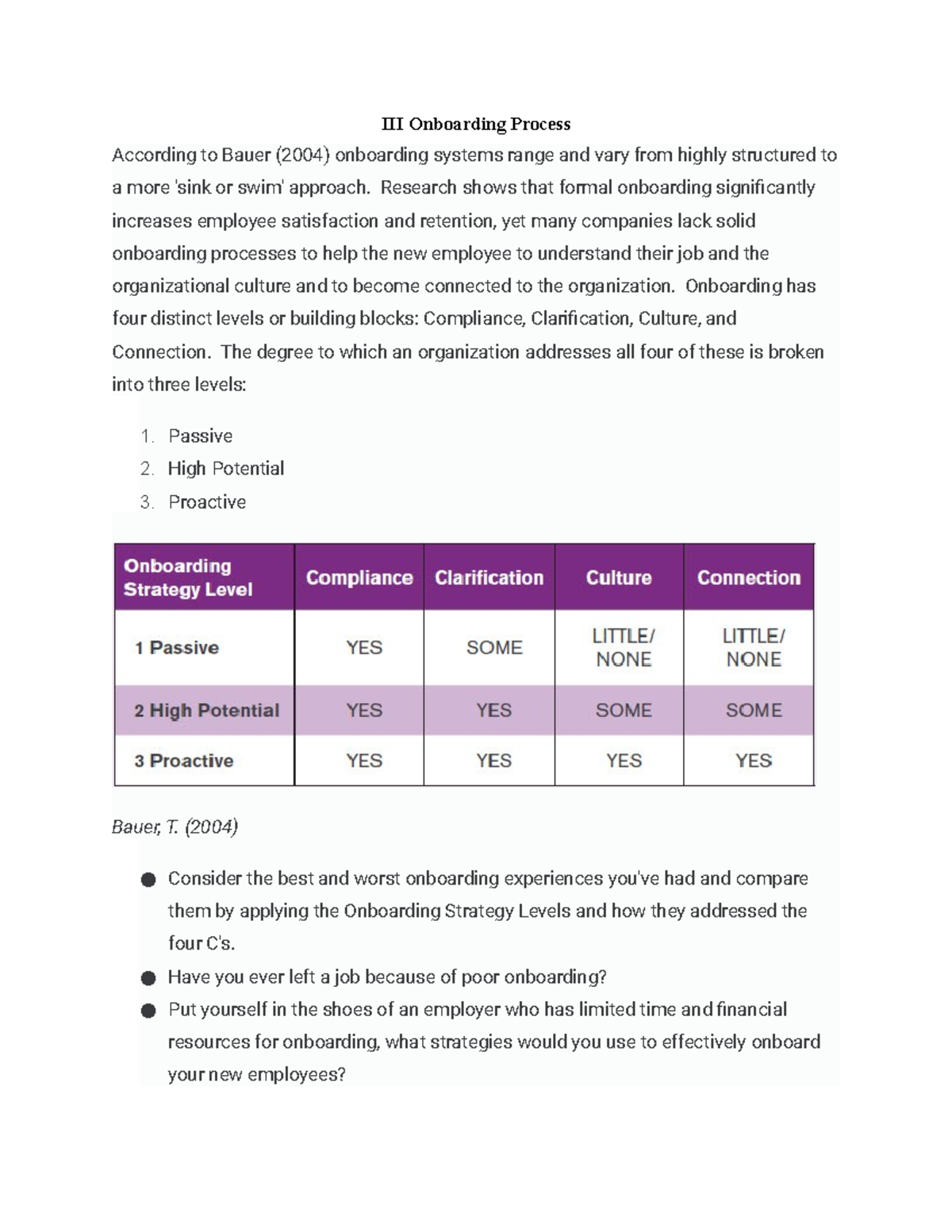 III Onboarding Process - III Onboarding Process According to Bauer ...