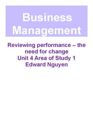 BM Unit 4 AOS 2 summary - Study Notes for U4 AOS2 - Business Management ...