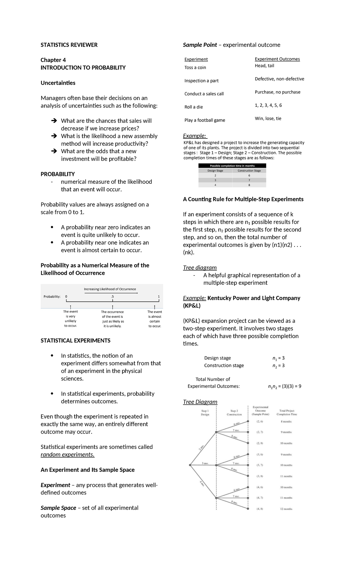 Statistics Reviewer Chapter 4-6 - STATISTICS REVIEWER Chapter 4 ...