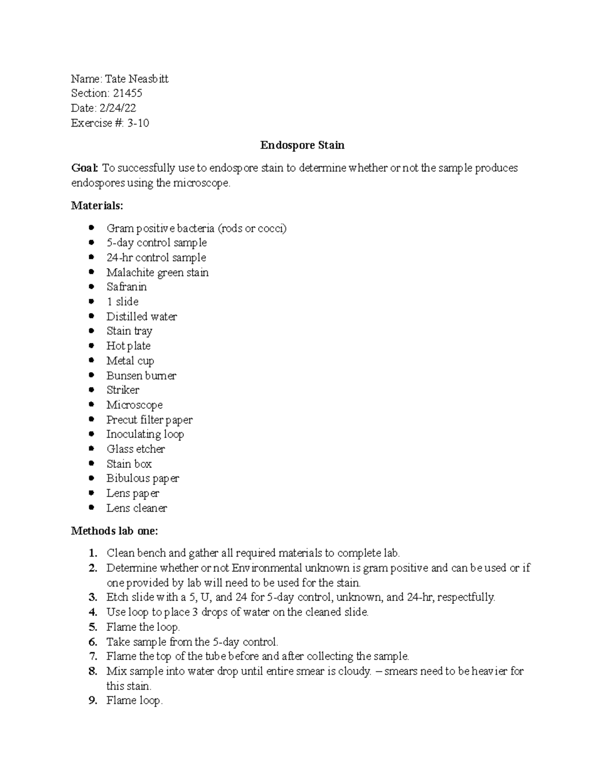 Pre Lab 3 10 Pre Lab 3 10 For Assignment 3 10 Name Tate Neasbitt Section 21455 Date 224 