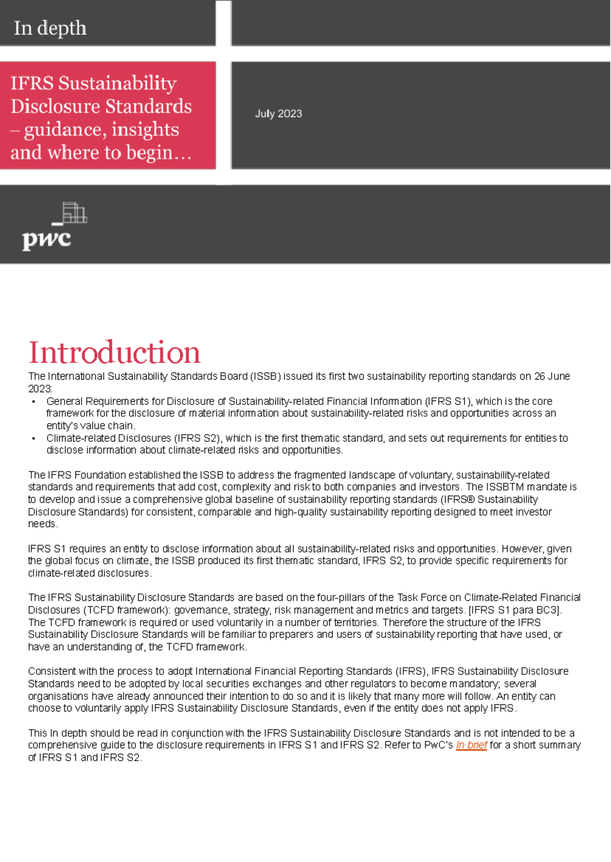 Sustainability Standards - • Climate-related Disclosures (IFRS S2 ...