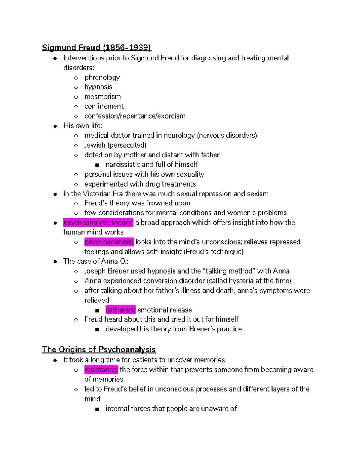 Dynamics of Personality: Ch. 2 - Sigmund Freud (1856-1939 ...