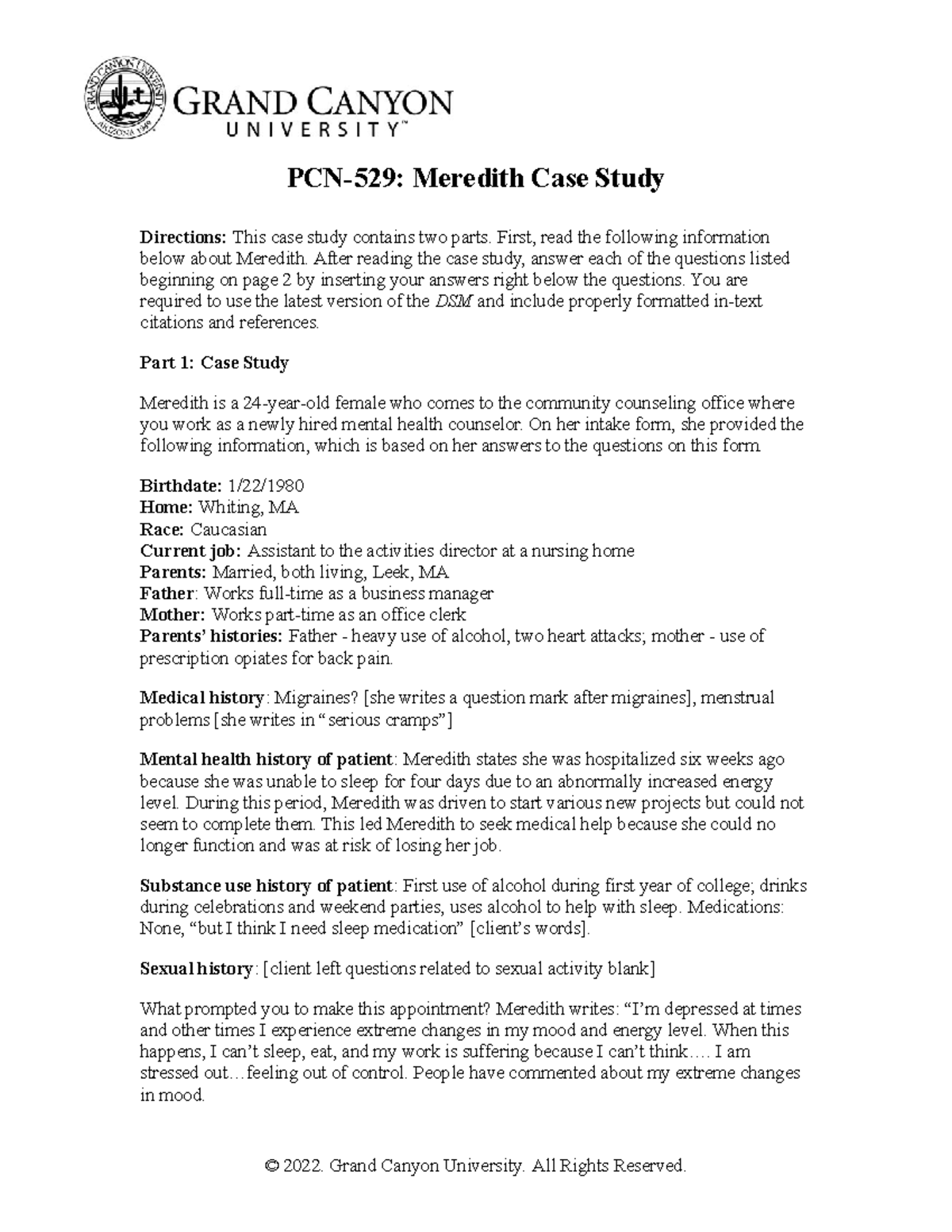 PCN-529-RS-T4Meredith Case Study Attica Patterson - PCN-529: Meredith Case Study Directions ...