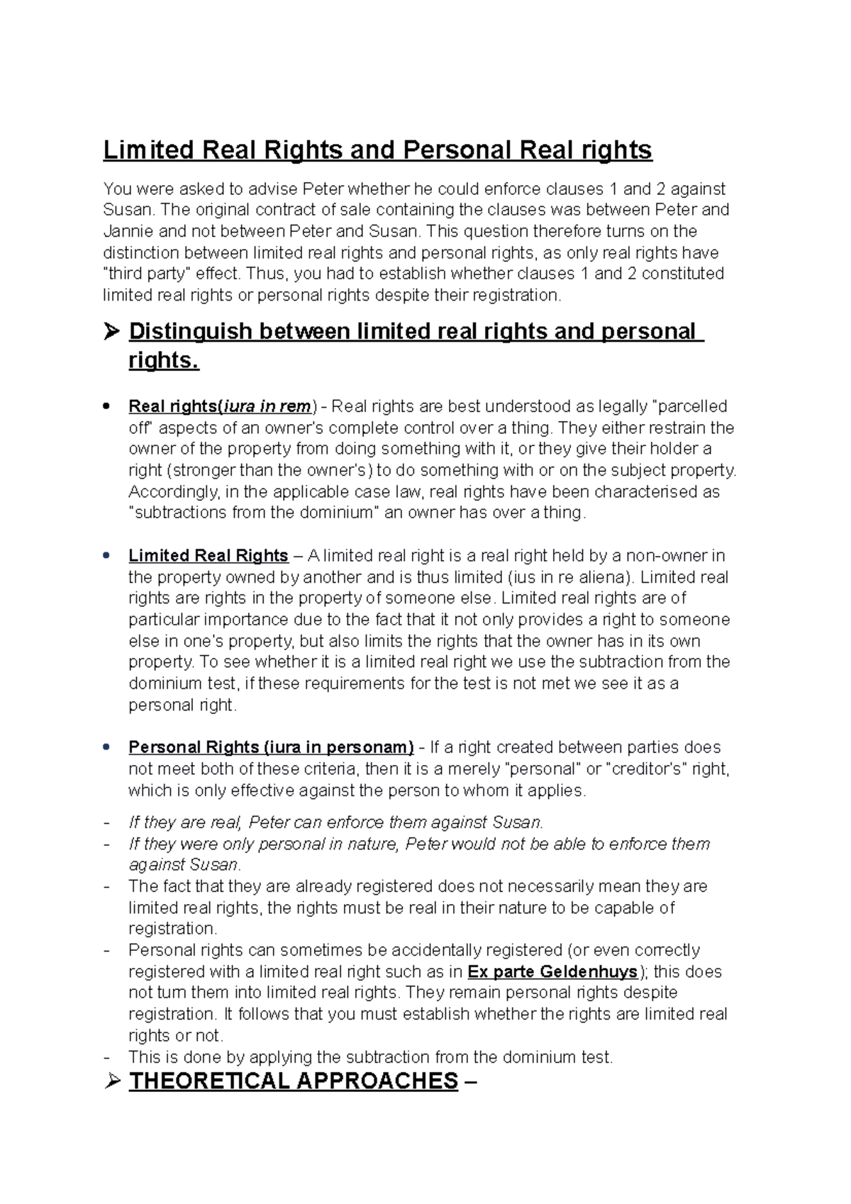 Long Questions of Whole Year - Limited Real Rights and Personal Real ...