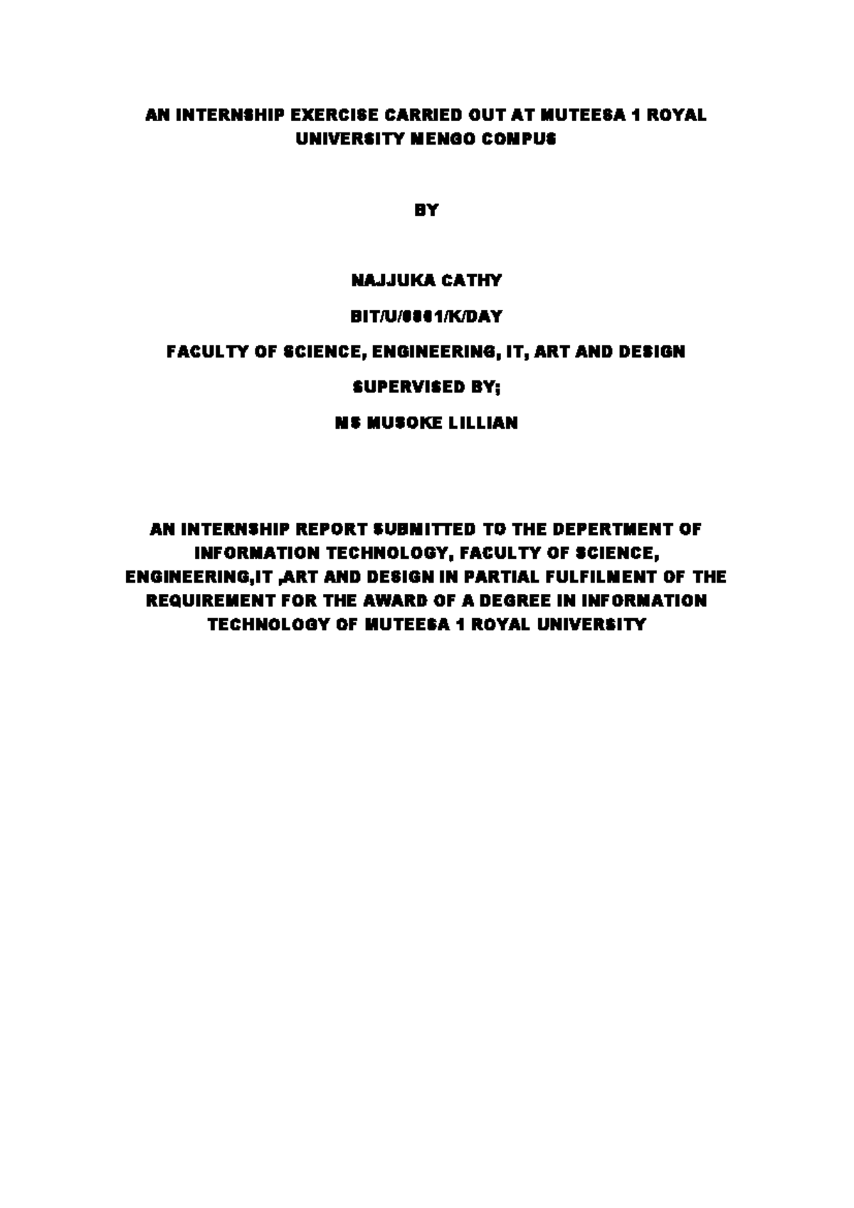 Internship report - research methodology - AN INTERNSHIP EXERCISE ...