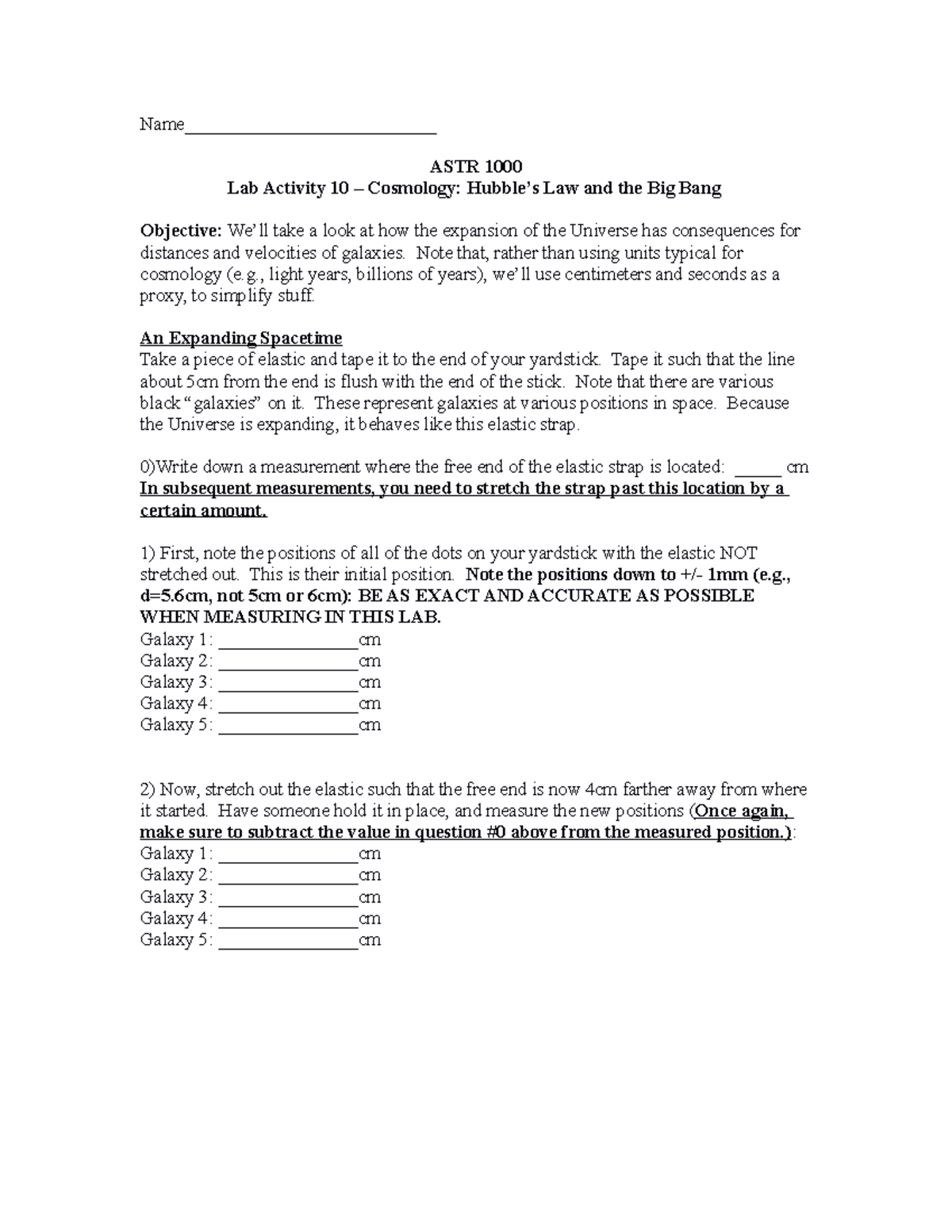 Lab10 cosmology - Lab document to practice on - Name ...