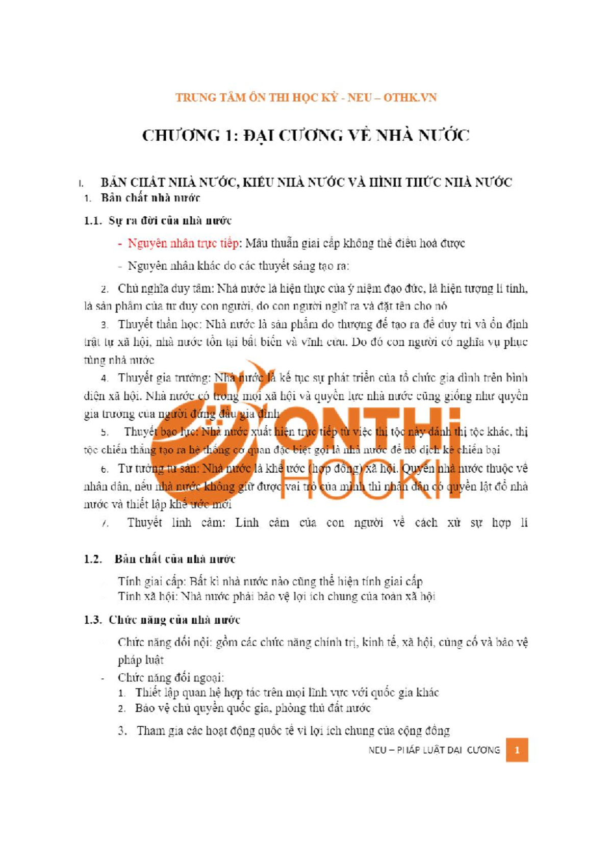 Tom tat pldc tom tat mon hoc phap luat dai cuong - TRUNG TÂM ÔN THI HQC KY NEU OTHK CHUONG 1 ...