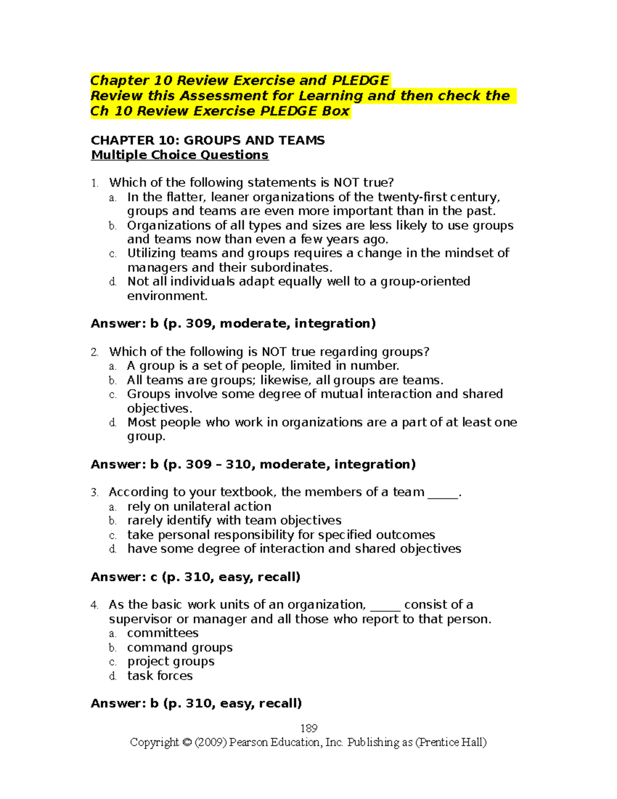 Ch 10 Review Exercise - MAN3025 - FIU - Studocu