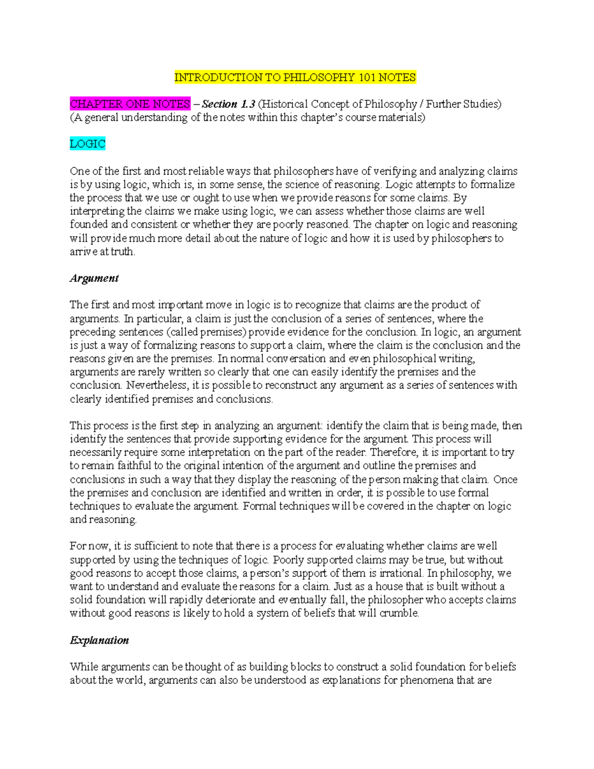 Further Notes on Philosophy of Mind - INTRODUCTION TO PHILOSOPHY 101 ...