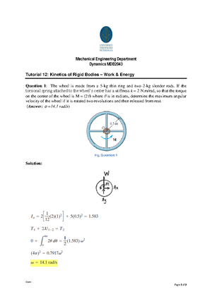 Tutorial Chapter 18 Questions - Mechanical Engineering Department Dynamics MEB1053/MDB2043 (May ...
