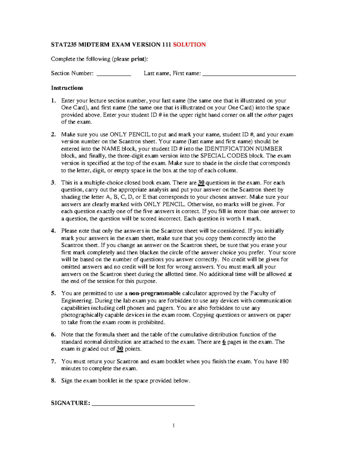 Midterm 18 November 2016 Questions And Answers Warning Tt Undefined Function 3 Stat235 0627