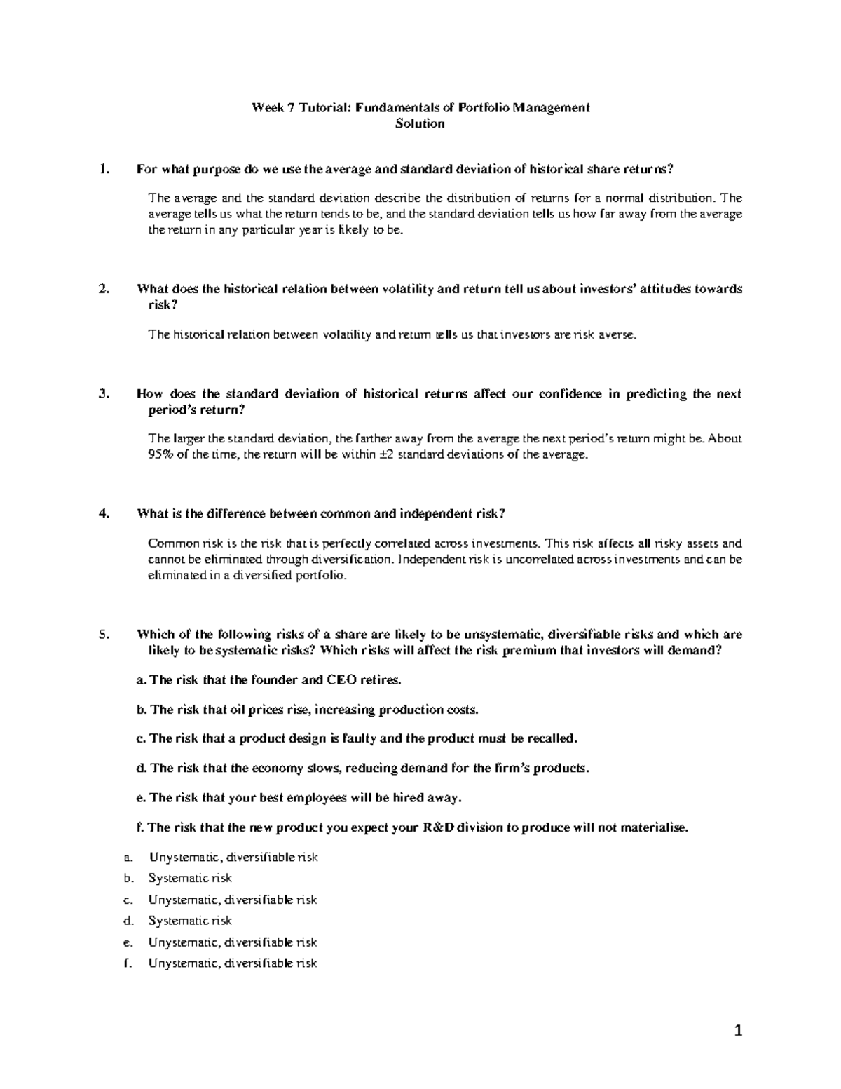 Week 7 Tutorial questions with solution - Week 7 Tutorial: Fundamentals ...