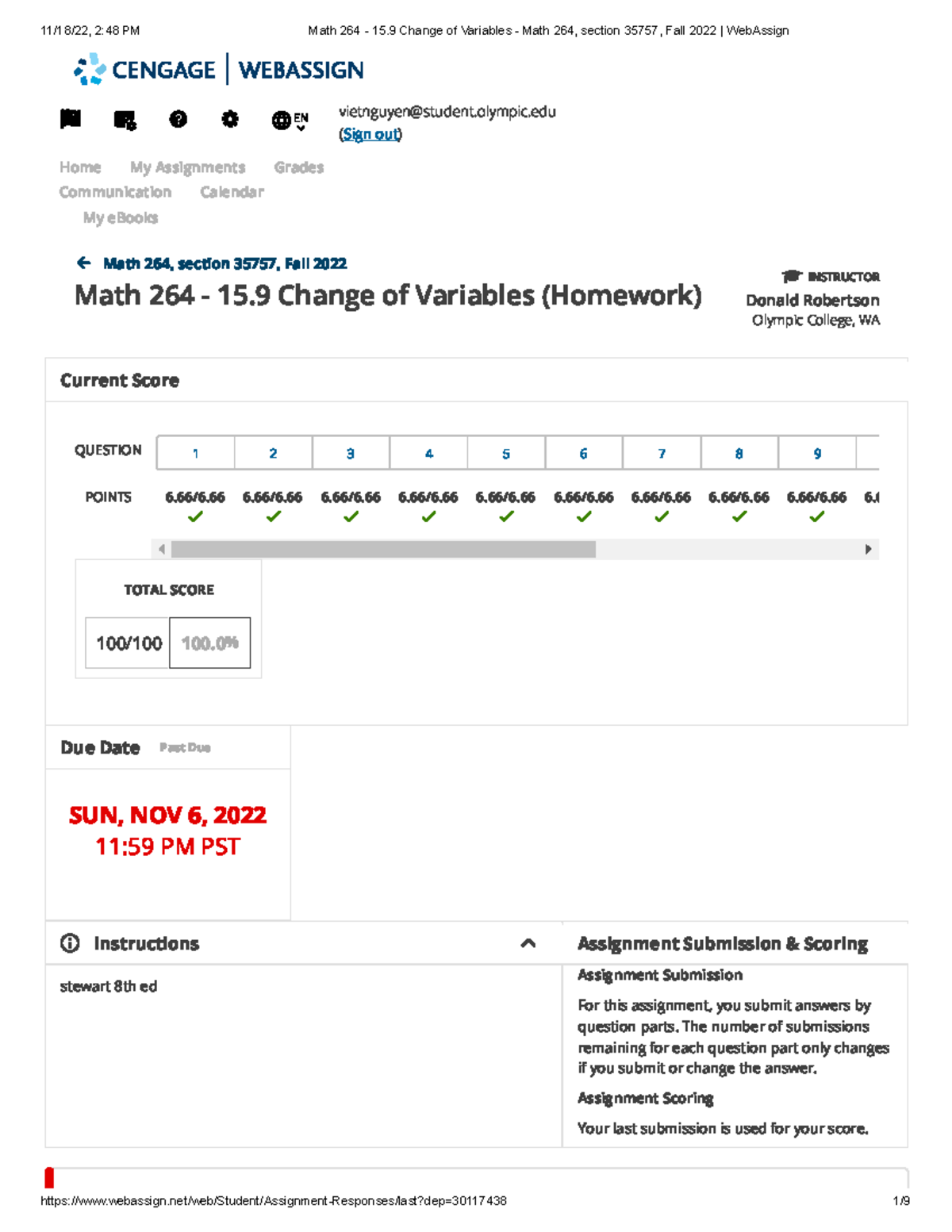 Math 264 - 15.9 Change of Variables - Math 264, section 35757, Fall ...