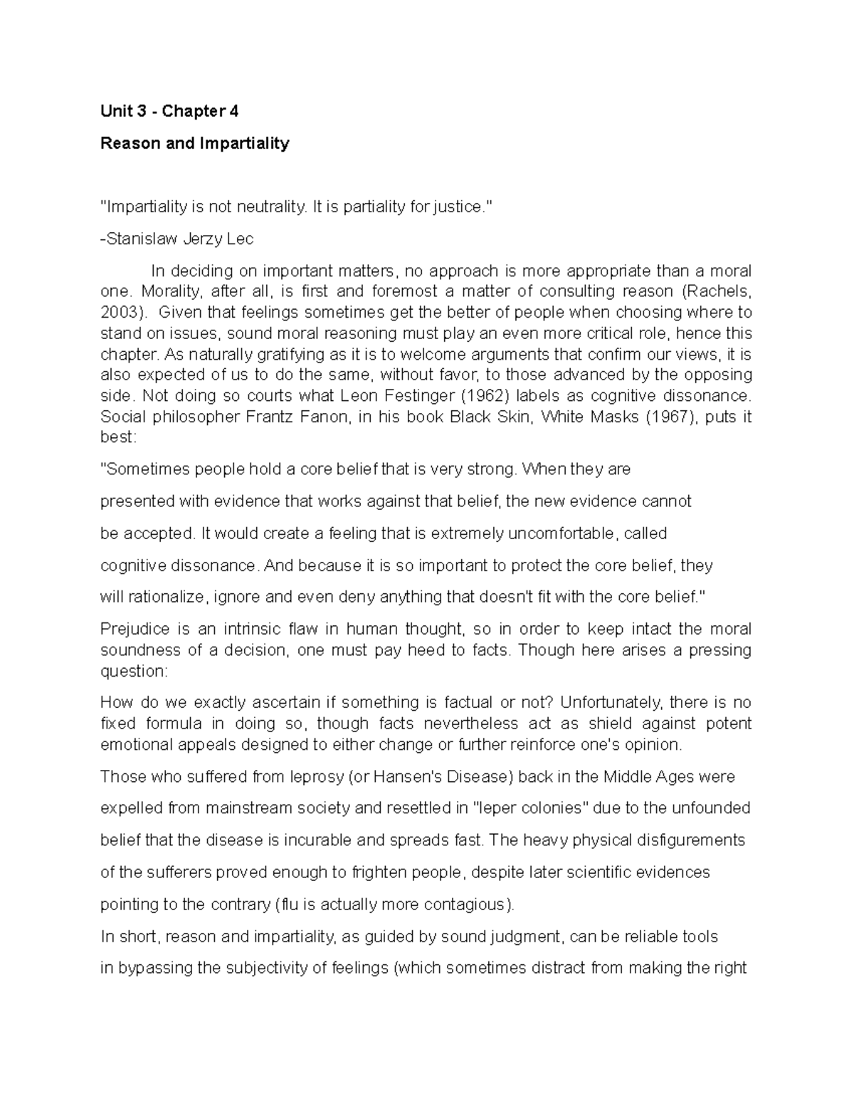 Reason and Impartiality - Unit 3 - Chapter 4 Reason and Impartiality ...