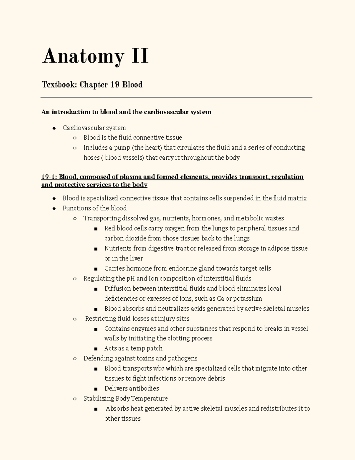 Anatomy II, chapter 19 textbook - Anatomy II Textbook: Chapter 19 Blood ...