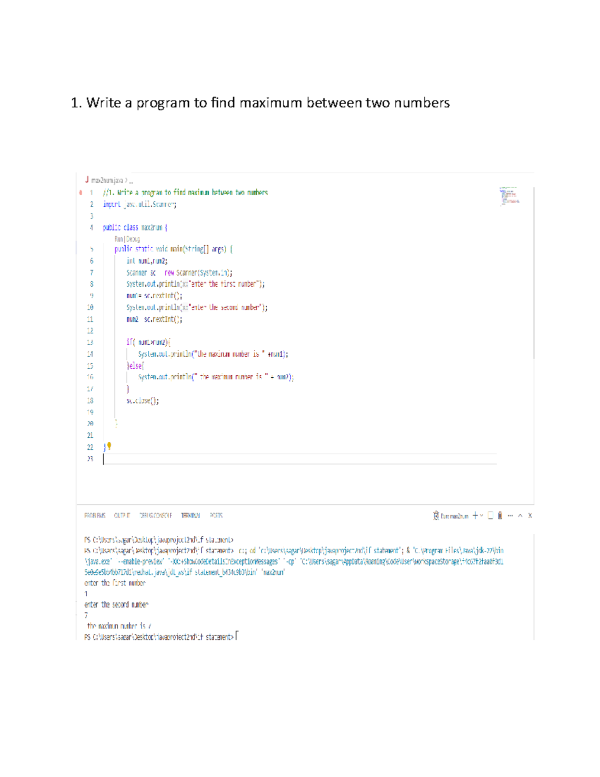 Projectwork J AVA - rtththtjyjhyh - Write a program to find maximum between two numbers Write a ...