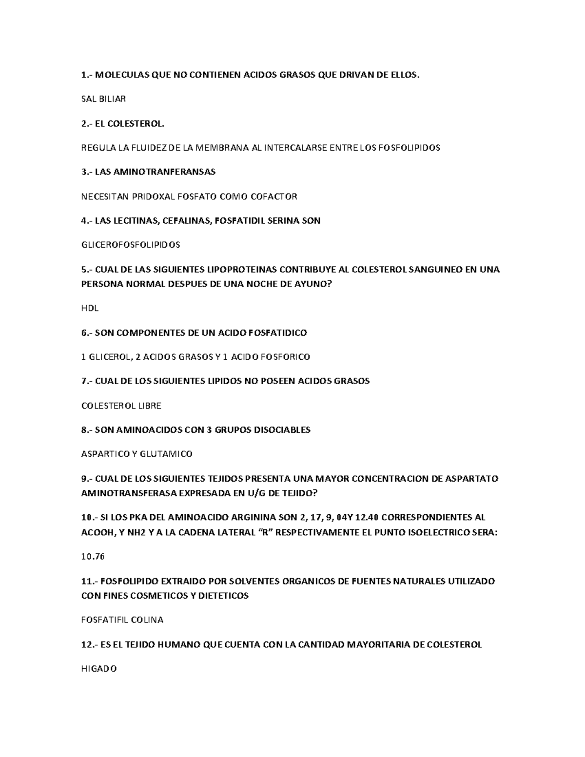 Guía de examne - ..... - 1.- MOLECULAS QUE NO CONTIENEN ACIDOS GRASOS ...