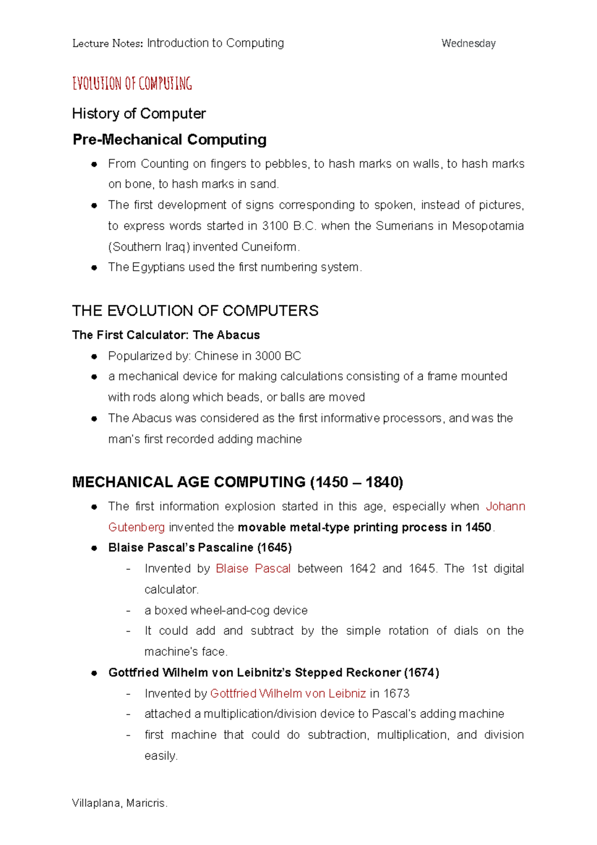 Evolution of Computing(Week3 Lecture Notes) - EVOLUTION OF COMPUTING ...