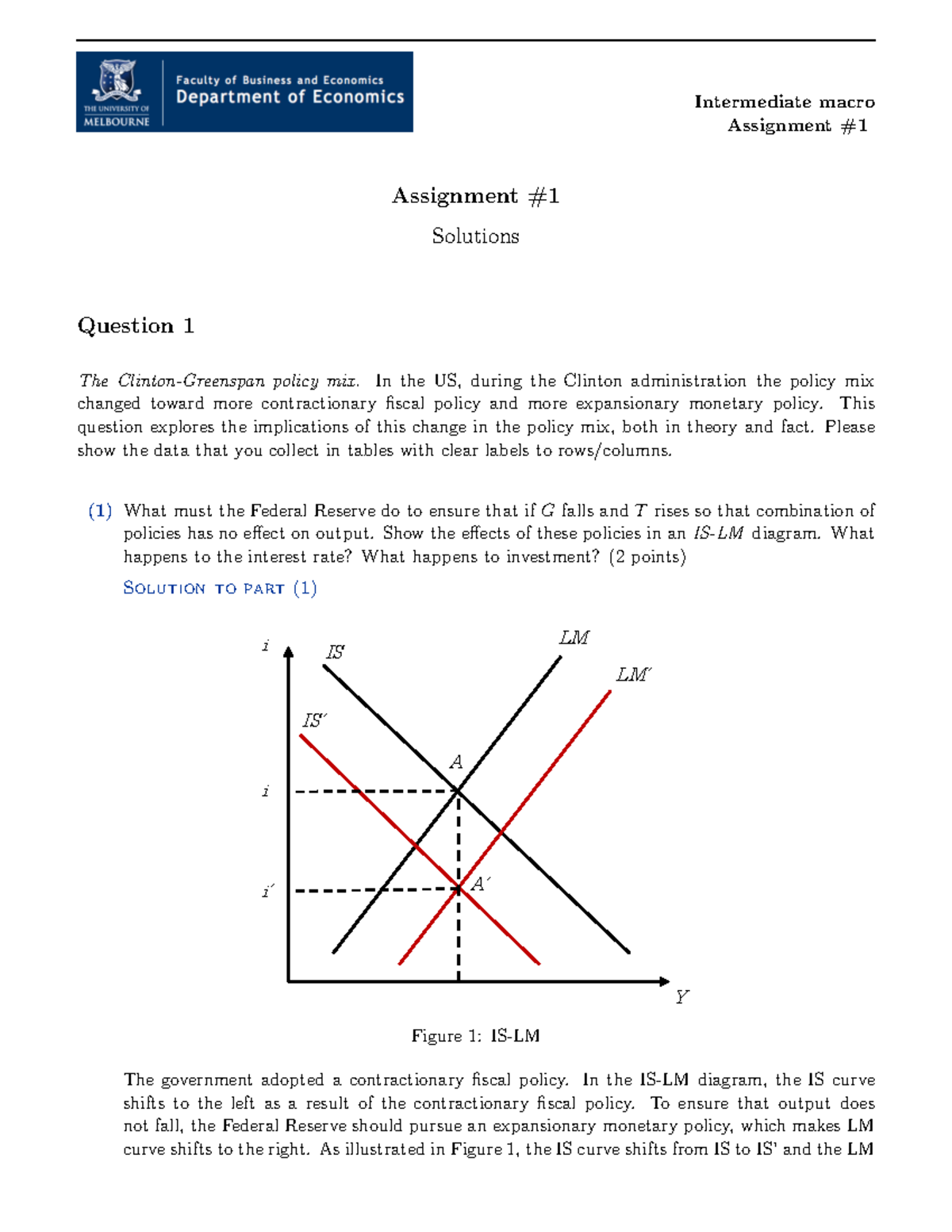 Assignment 1 solutions - Intermediate macro Assignment Assignment Solutions Question 1 The - Studocu