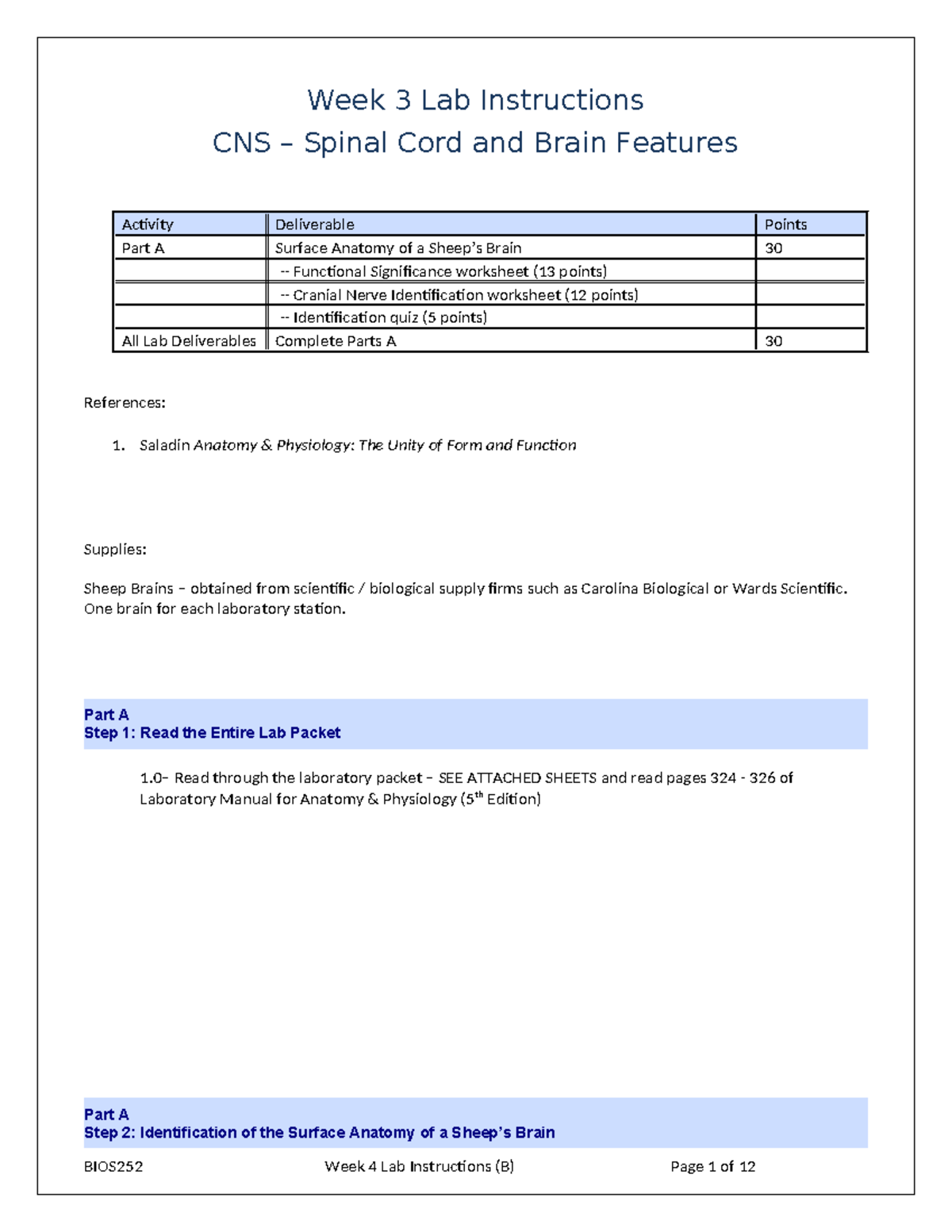BIOS252 Week 5 Lab - Week 3 Lab Instructions CNS – Spinal Cord and ...