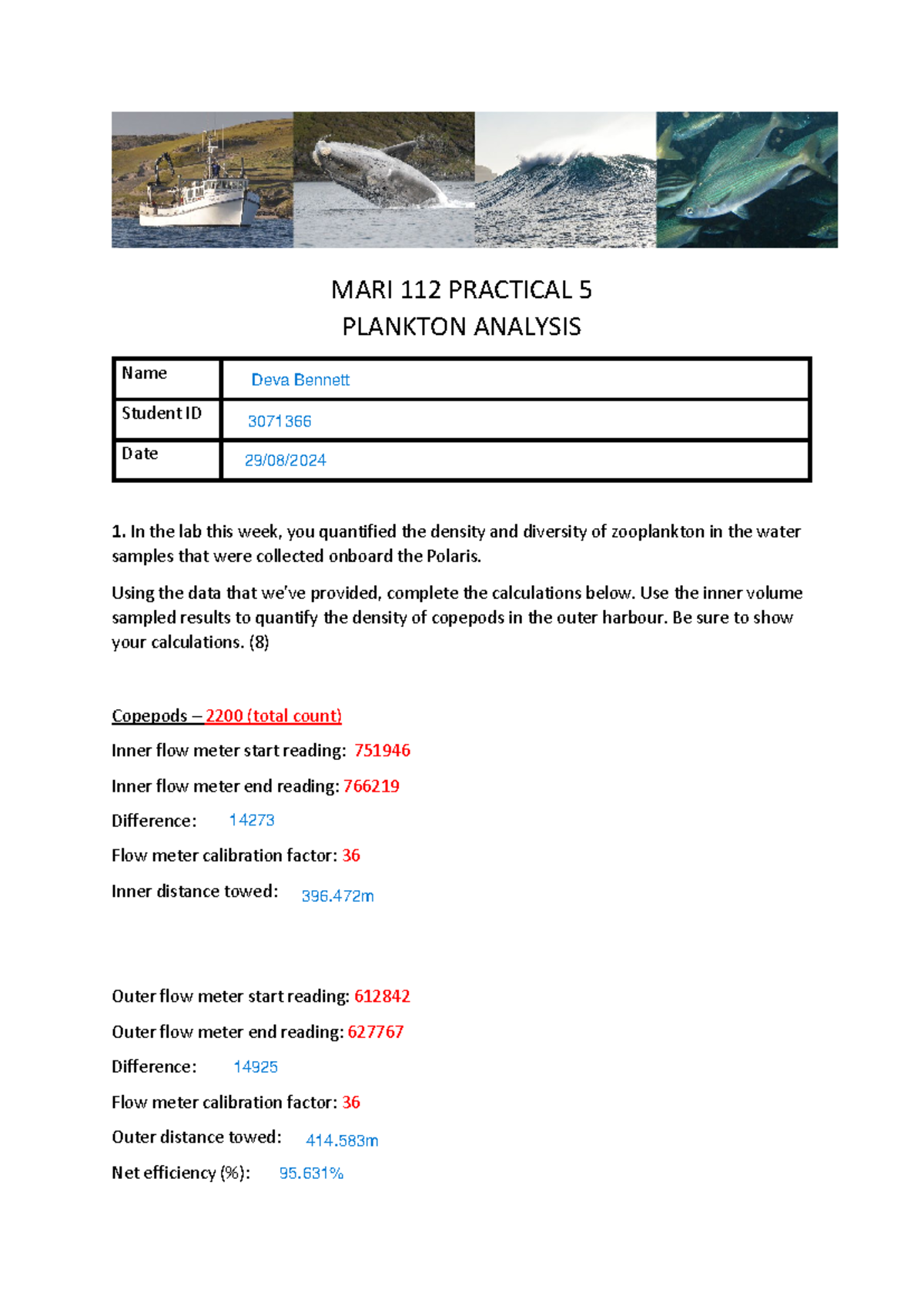 5. Zooplankton analysis BB Qs 3% - MARI 112 PRACTICAL 5 PLANKTON ...