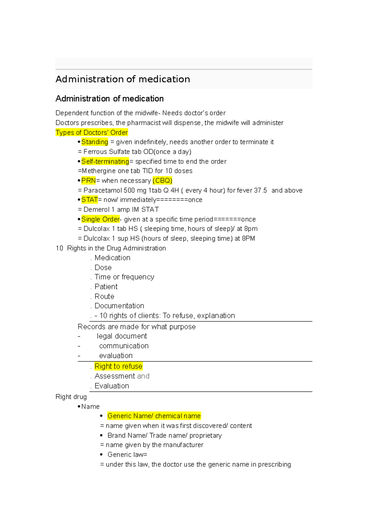 Administration - Medication . Dose . Time or frequency . Patient ...