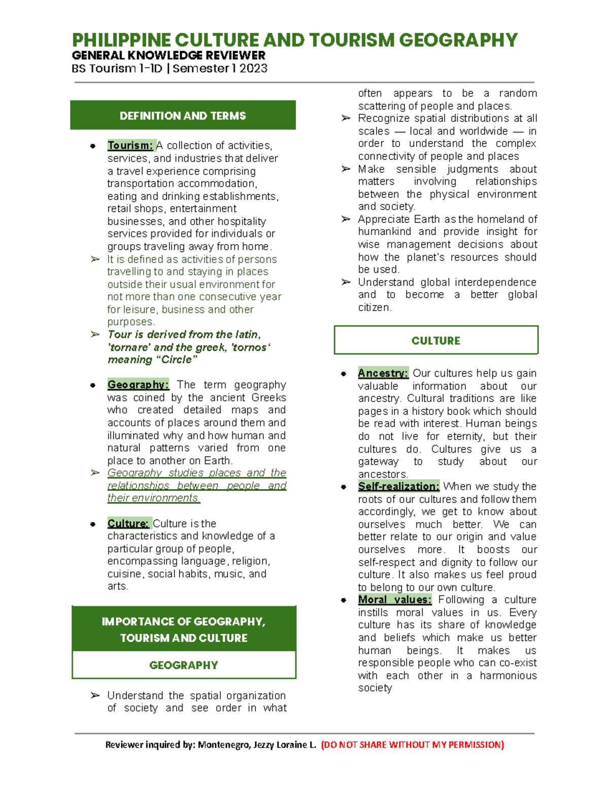 PCTG- Reviewer-1 - Review - GENERAL KNOWLEDGE REVIEWER BS Tourism 1-1D ...