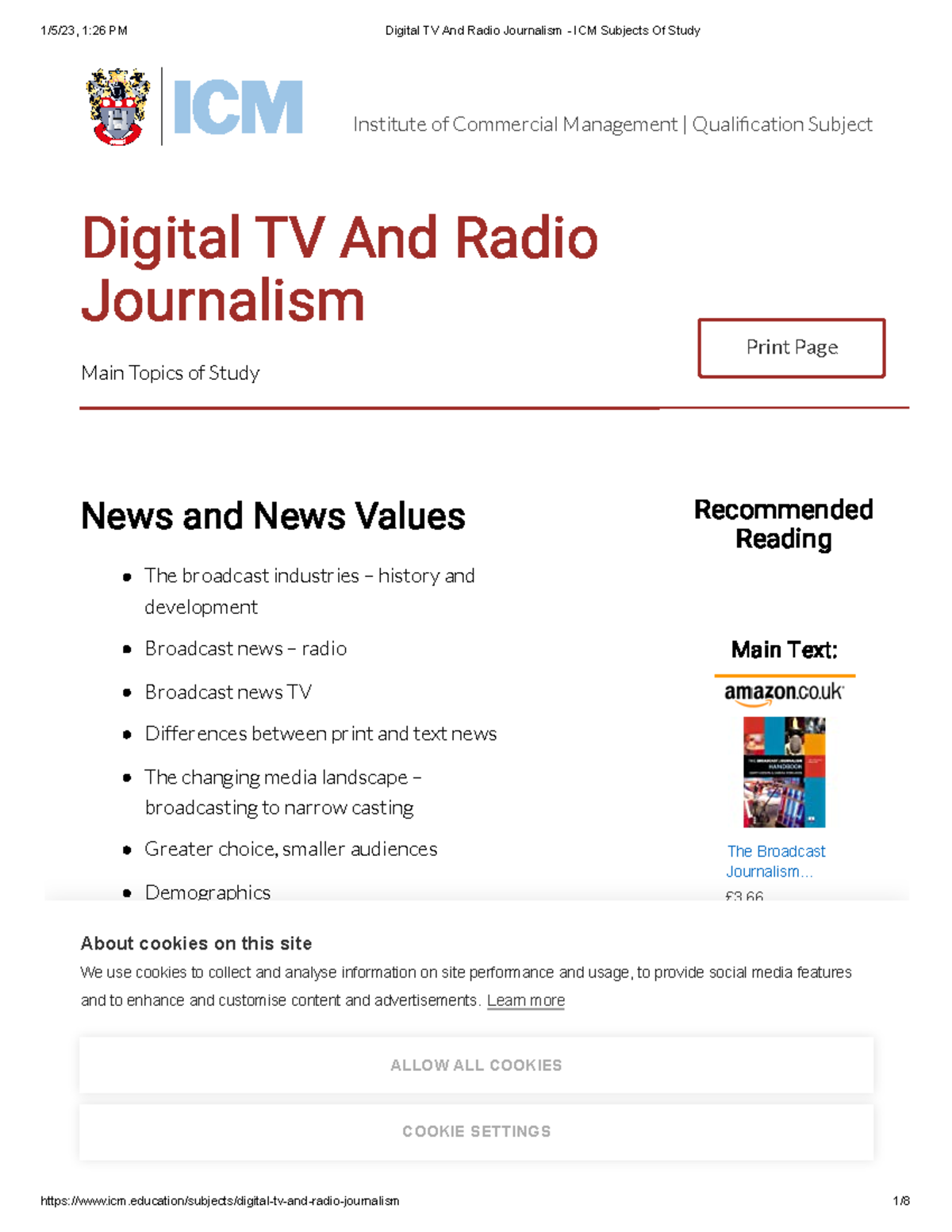 Digital TV And Radio Journalism - ICM Subjects Of Study - Institute of ...