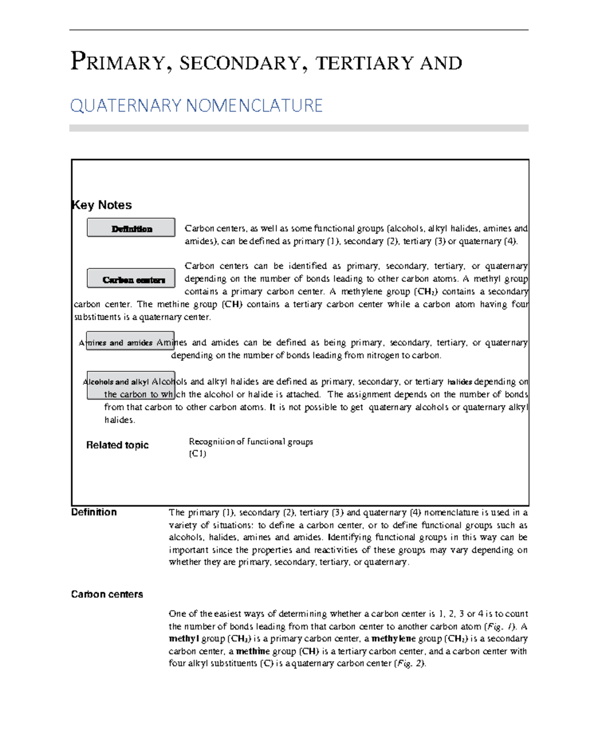 Primary, Secondary, Tertiary AND Quaternary Nomenclature - PRIMARY ...