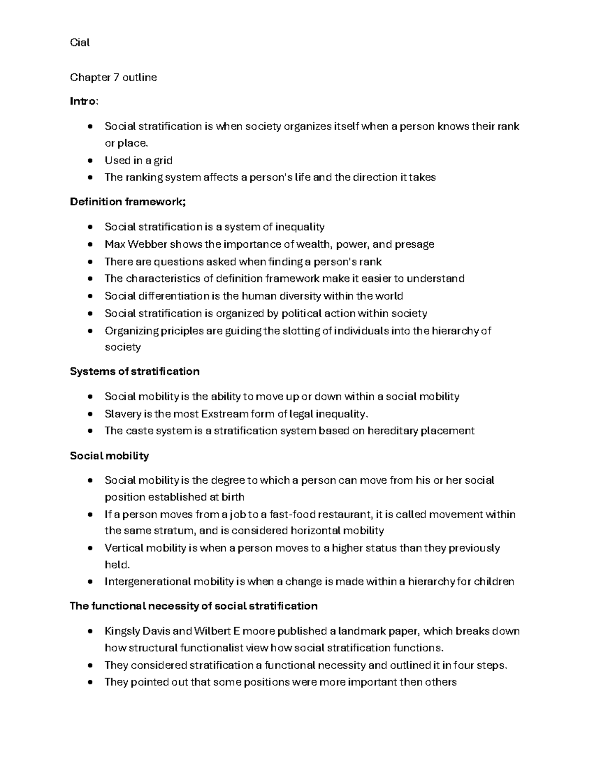 Chapter 7 outline - Cial Chapter 7 outline Intro: - Social ...