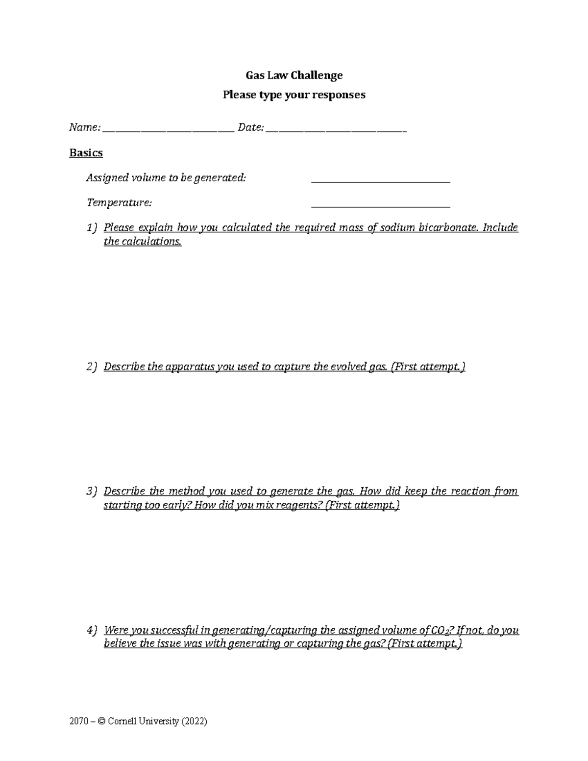E10-Gas Challenge worksheet - Gas Law Challenge Please type your ...