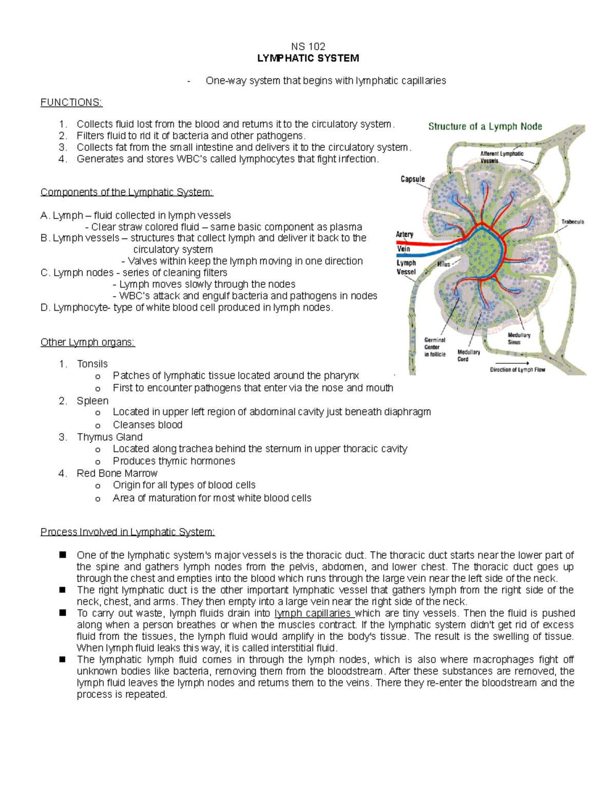 356725291-Lymphatic-Excretory - NS 102 LYMPHATIC SYSTEM One-way system ...