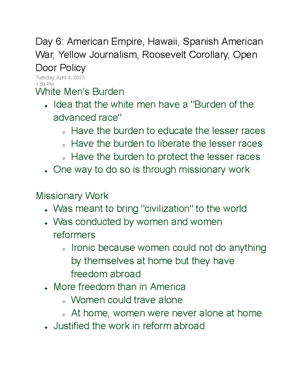 Module 3 day 6 uscs - American Empire, Hawaii, Spanish American War ...