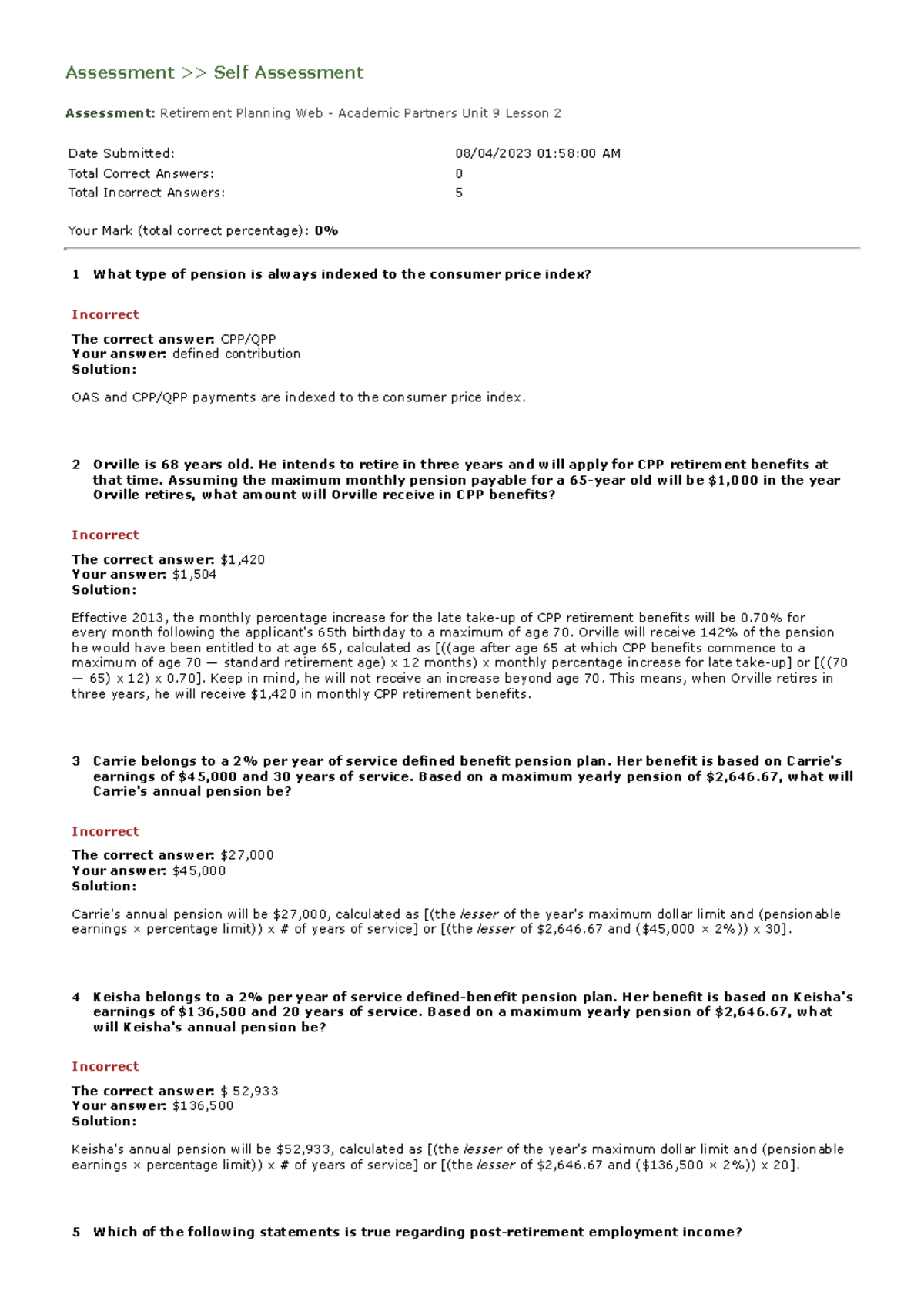 Assessment 2 Unit 9 - Assessment >> Self Assessment Assessment: Retirement Planning Web - - Studocu