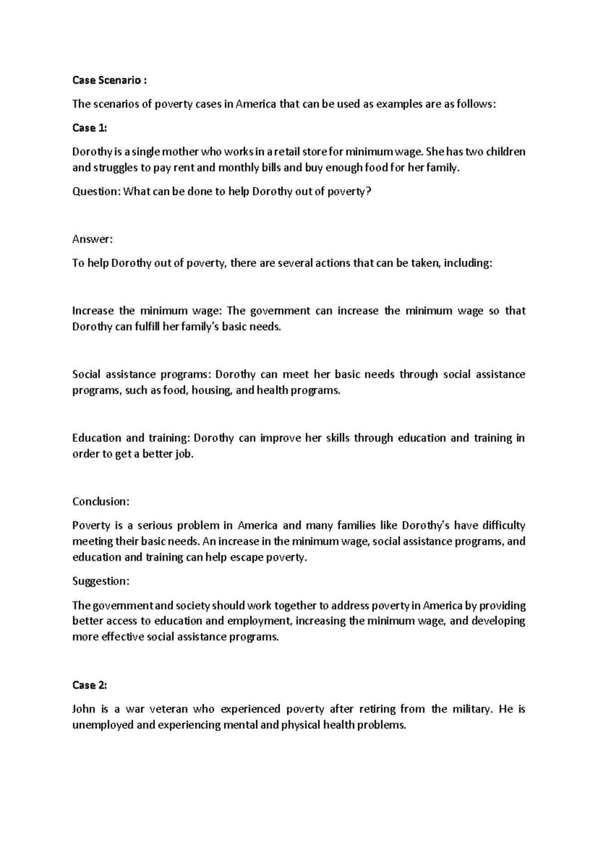 Lecture Notes_Case Scenario Poverty in American - Case Scenario : The ...