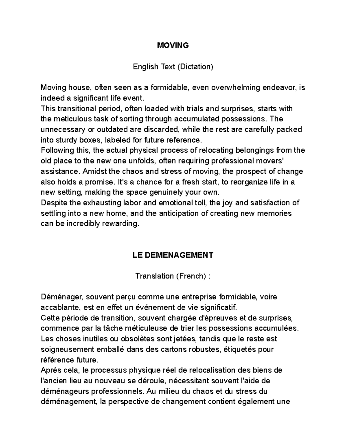 062023+moving - Dictée pour débutant en anglais - MOVING English Text ...