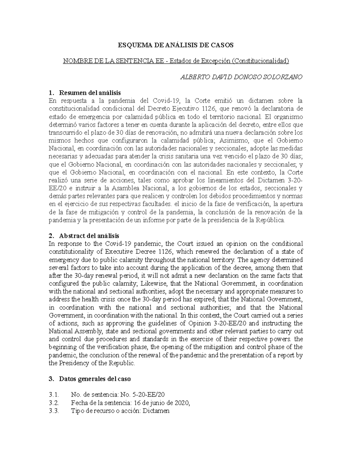 Derecho Procesal Constitucional Alberto David Donoso - ESQUEMA DE ...