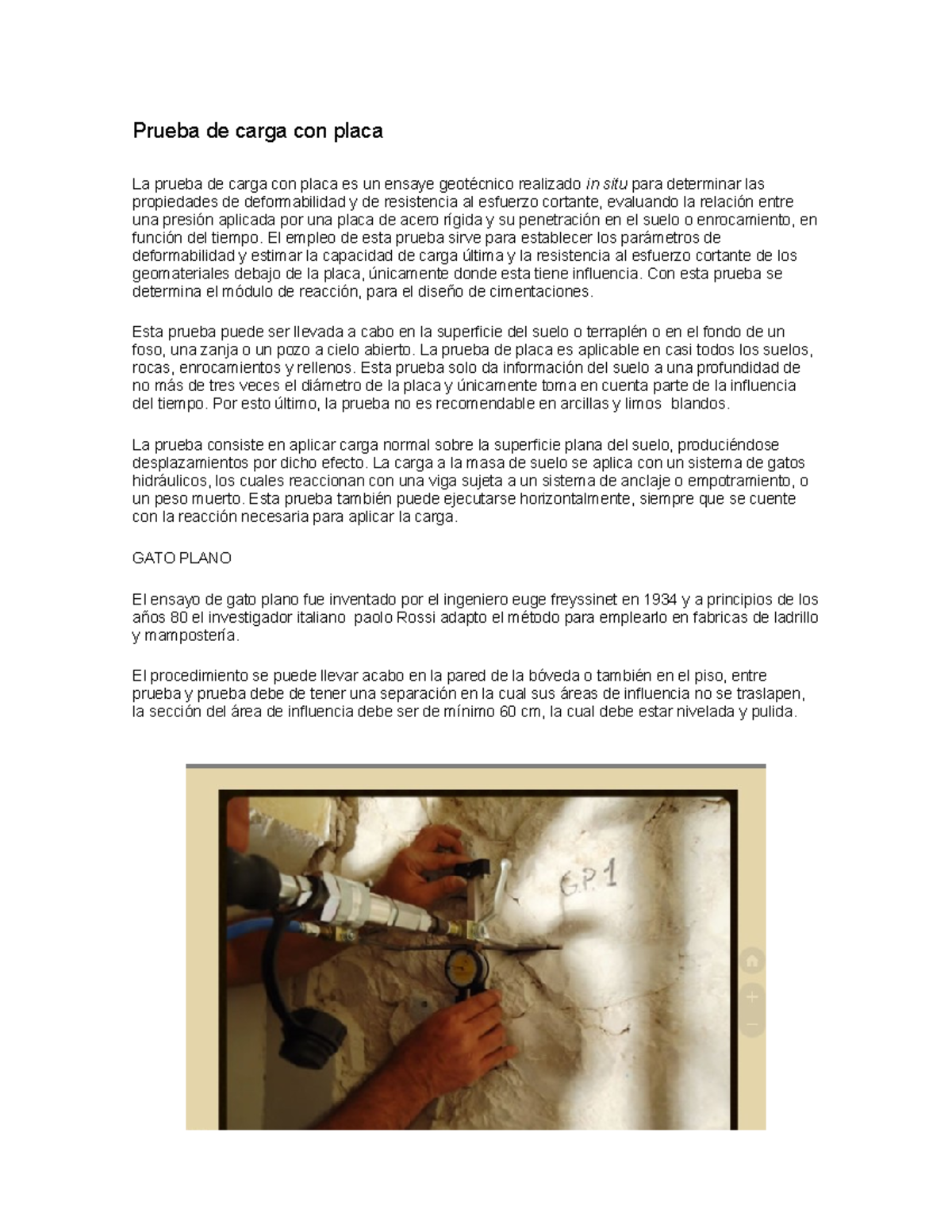 Exposicion - Apuntes 1-2 - Prueba de carga con placa La prueba de carga ...