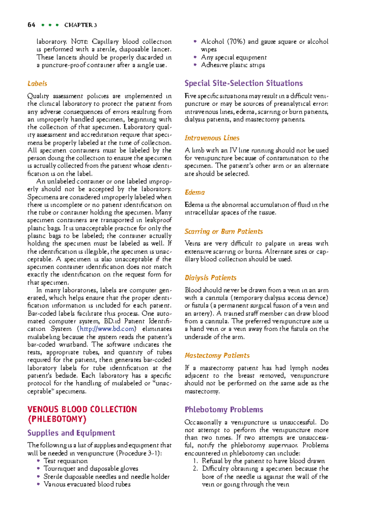 Clinical Laboratory Science (9) - 64 • • • CHAPTER 3 laboratory. NOTE ...