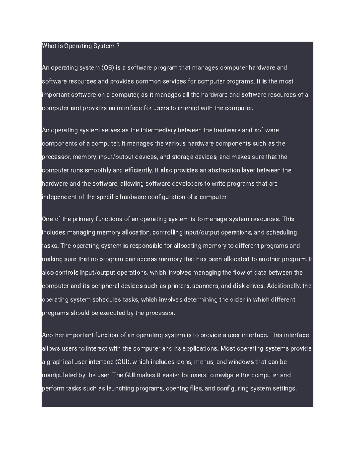 What is Operating System in 1000 words - What is Operating System? An ...