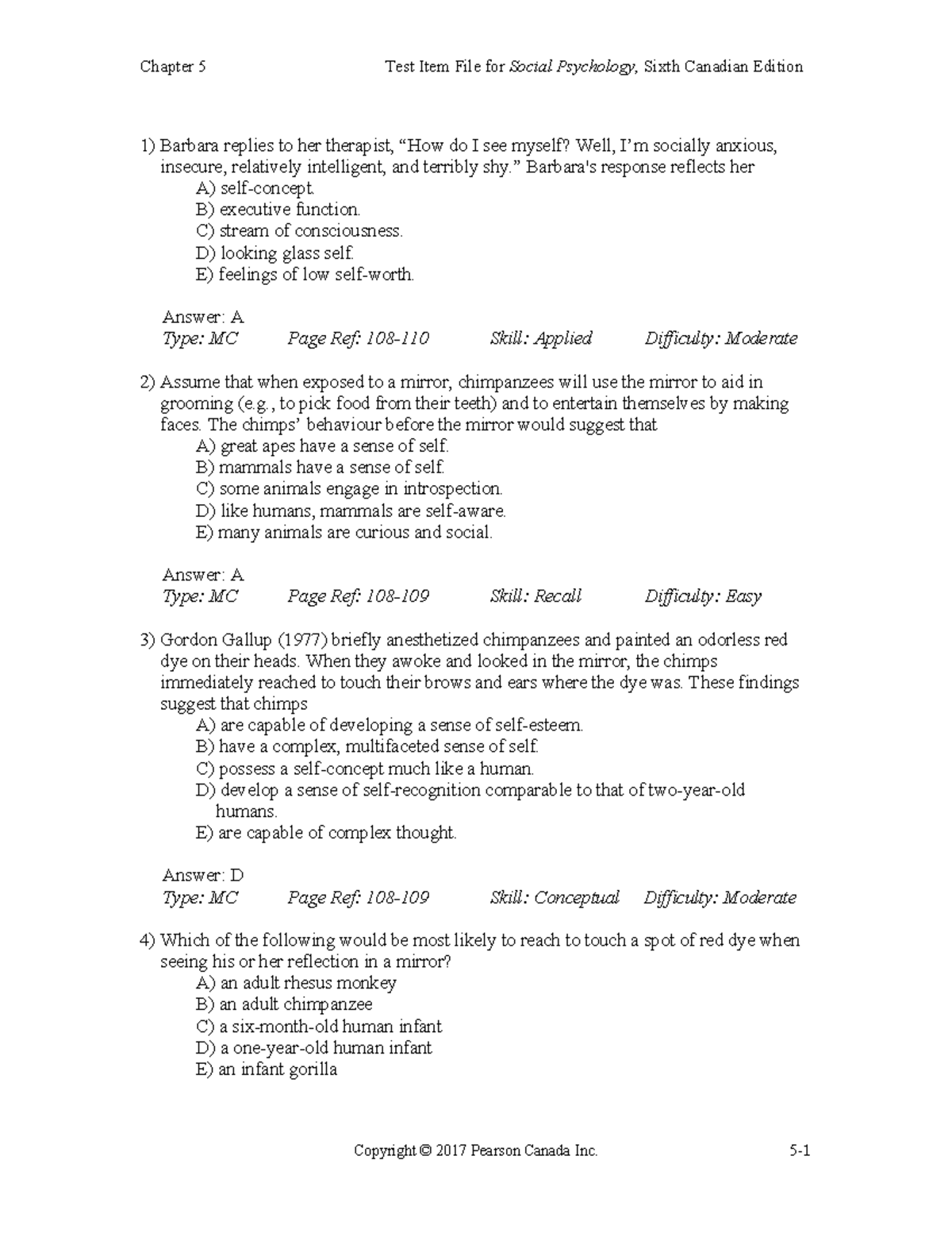 Psych 2720 Chap 5 Test Bank - 1) Barbara replies to her therapist, “How ...